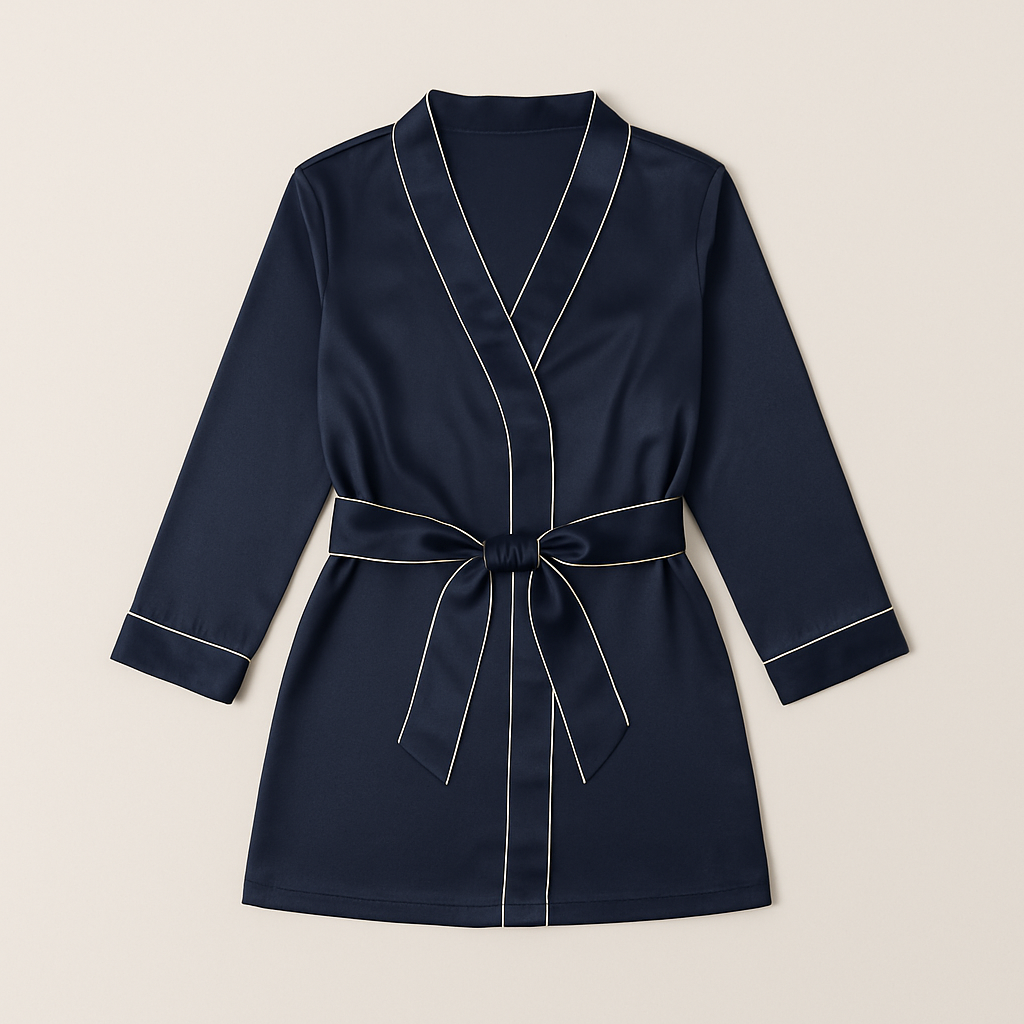 Navy Blue Satin Robe – DAWNANDDUSK.CO